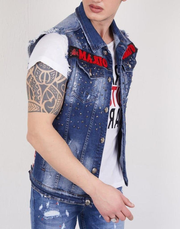 Men's Denim Vest by Mario Morato | European | 2354 Indigo - Franky Fashion